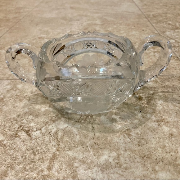 Unbranded | Dining | Vintage Clear Cut Etched Floral Crystal Sawtooth ...